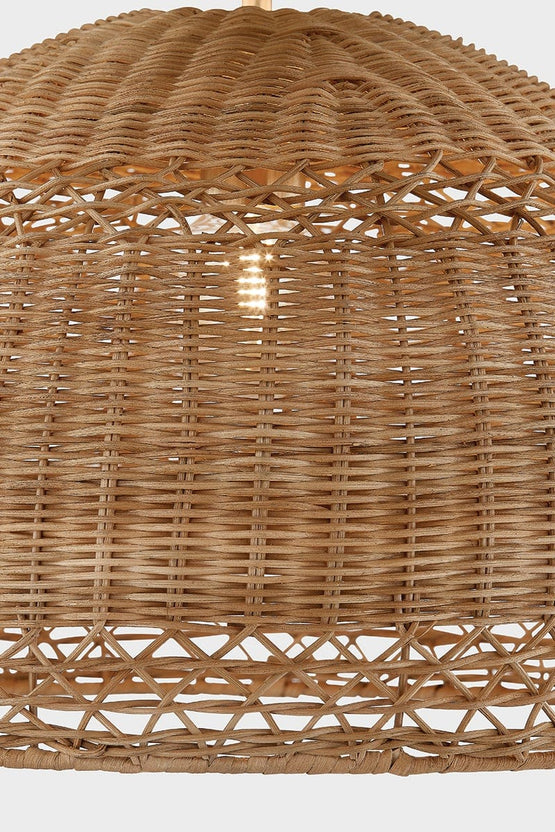 April Pendant Light – Handwoven Wicker Shade with Open Weave – Megan Molten
