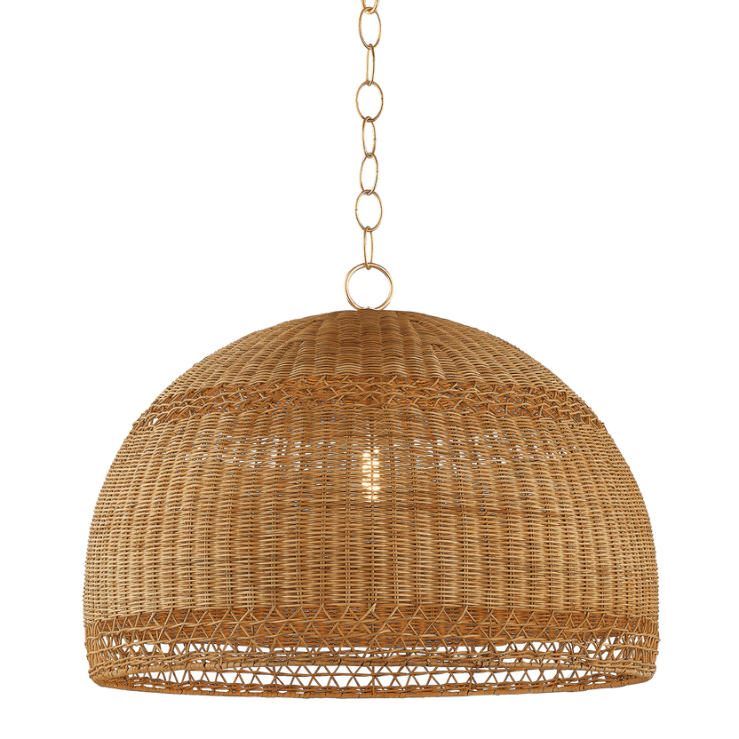 April Pendant Light – Handwoven Wicker Shade with Open Weave – Megan Molten