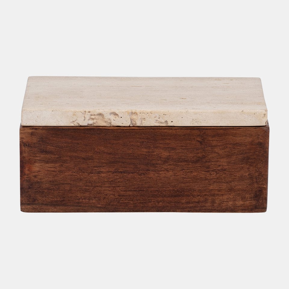 Travertine Box With Wood Base – Megan Molten