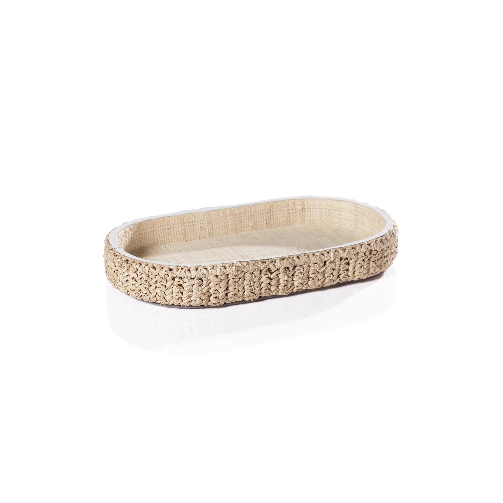 Oval Raffia Tray with Leather Trim – Megan Molten